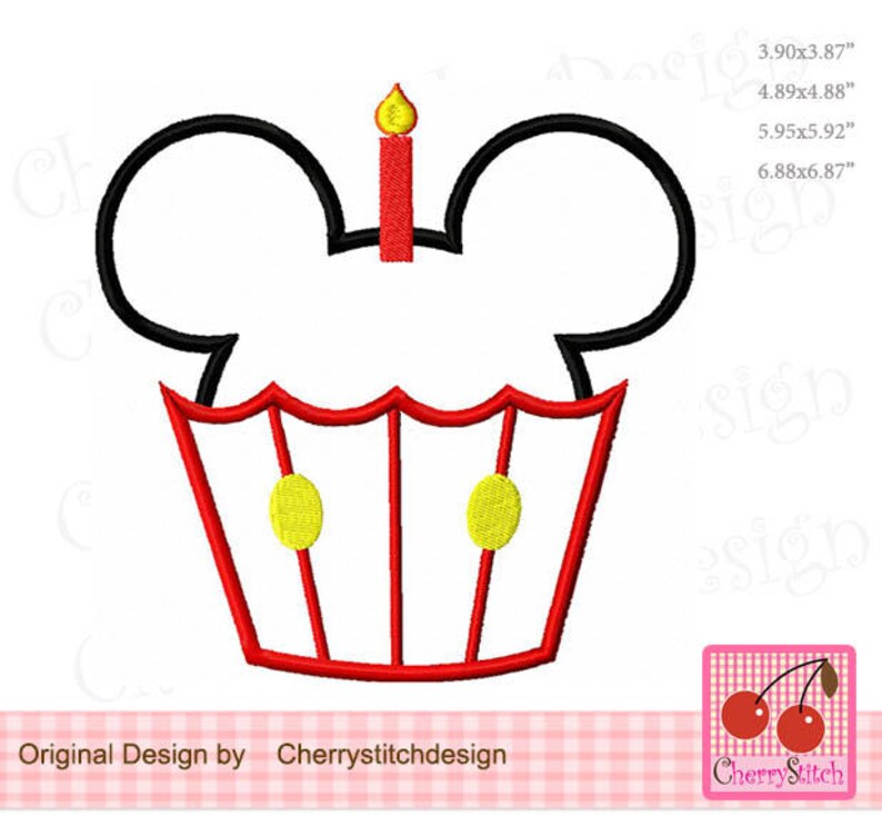 Mouse Ears Cupcake Mickey Machine Embroidery Applique MM0095 - Etsy