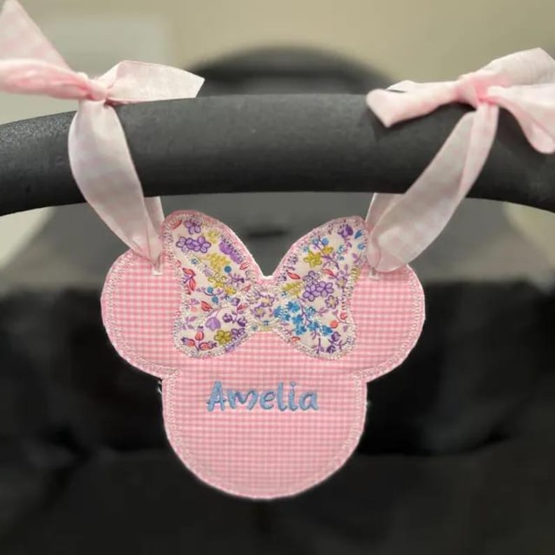 Minnie Mouse Ears Stroller Tag Machine Applique - Etsy