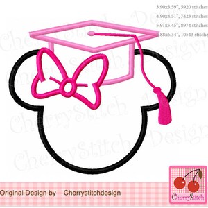 Graduation Embroidery, Graduation Cap Minnie Machine Embroidery ...