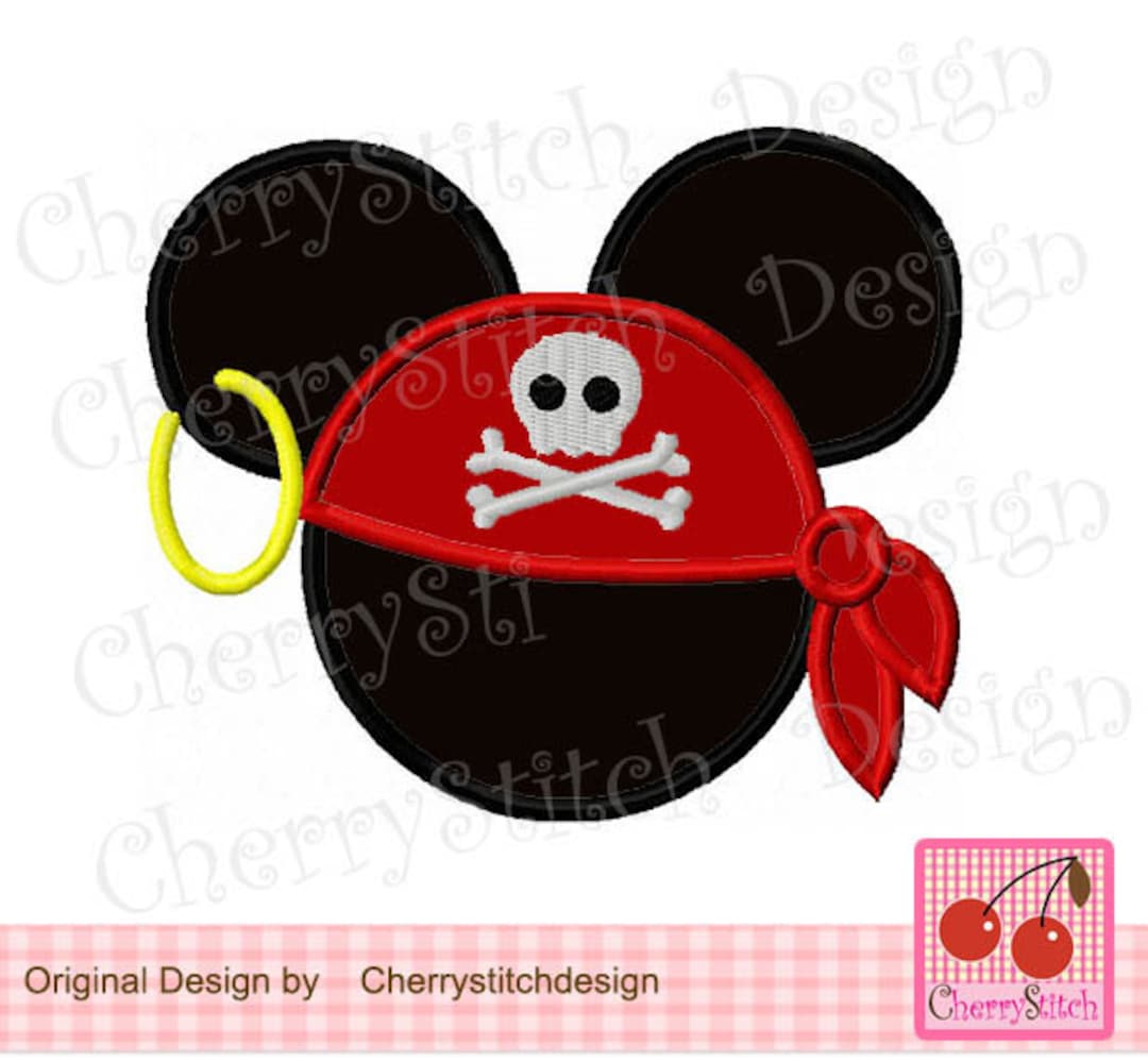 Pirate Mickey Machine Embroidery Applique Design -for 4x4 5x5 6x6 Inch ...