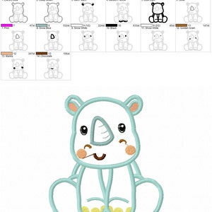 Rhino Baby Boy, Baby Animal Machine Embroidery Applique Design - Etsy