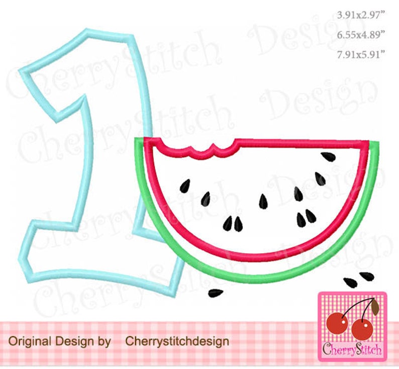 Watermelon Number 1 Summer Fruit Machine Embroidery Applique - Etsy