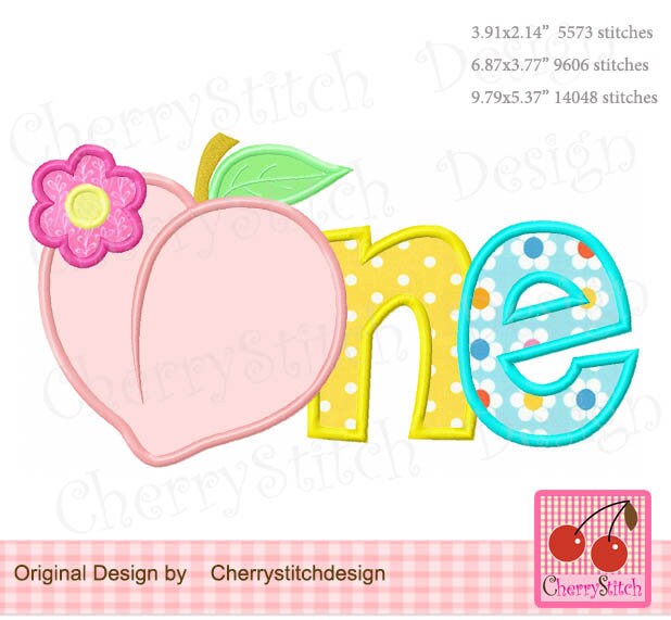 Peach One Birthday One Flower Peach Embroidery Applique Design - Etsy