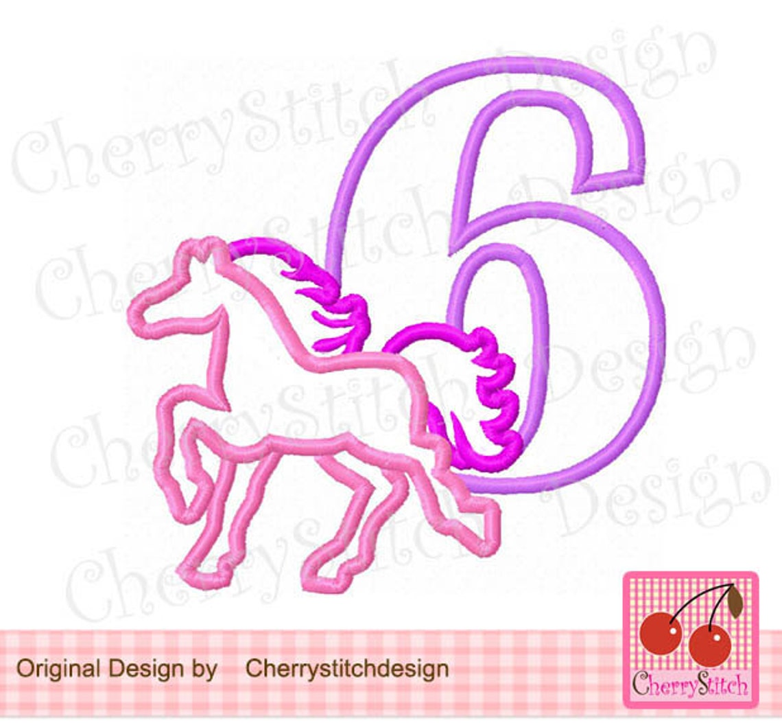 Embroidery Design Horse Silhouette Number 6 Birthday Machine - Etsy ...