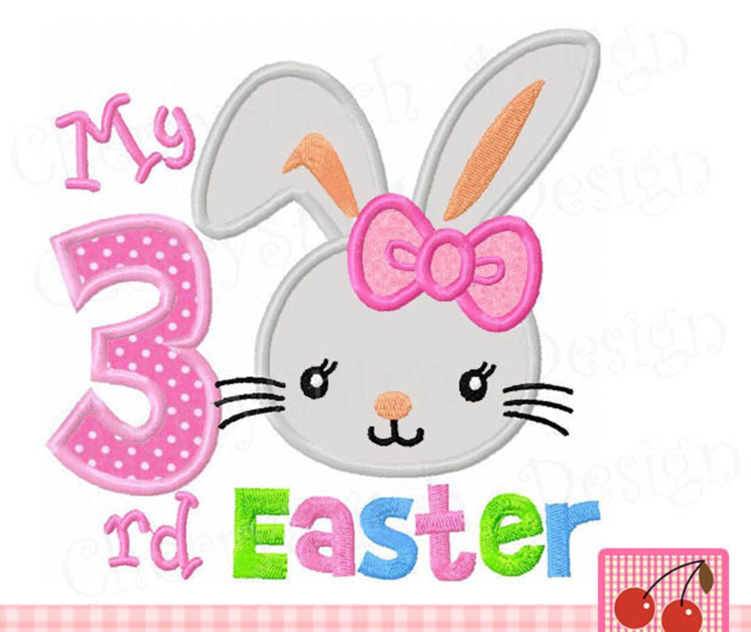 Easter Embroidery, My 3rd Easter, Bunny Girl Machine Embroidery ...
