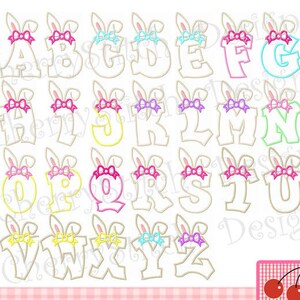 Easter Embroidery Bunny Ears Alphabet Monogram Machine Embroidery ...