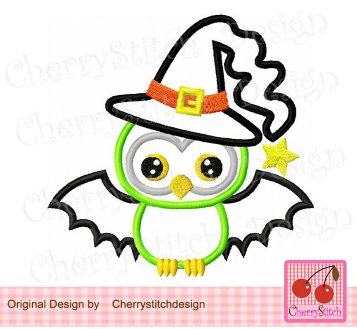 Halloween Witch Owl Machine Embroidery Applique Design HL0012 | Etsy
