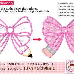 Back to School Pencil Bow Machine Embroidery - School Shirt Decor - Etsy