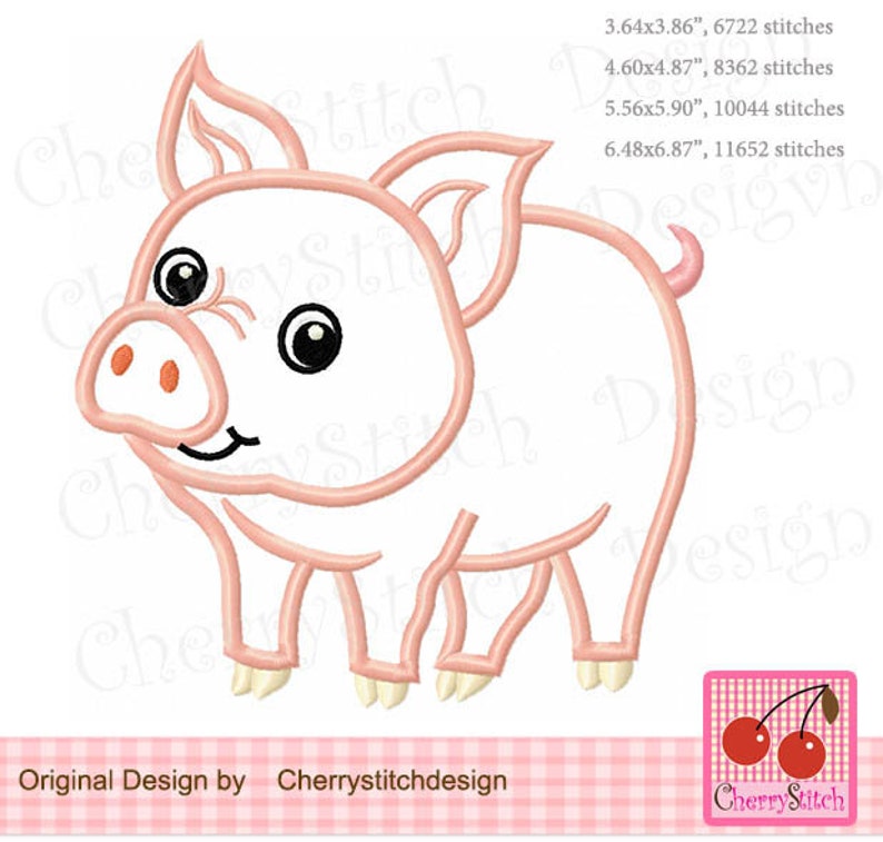 Pig Embroidery Applique Farm Animal Machine Embroidery Design - Etsy