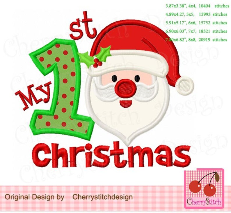 My 1st Christmas Santa Claus Christmas Machine Embroidery | Etsy