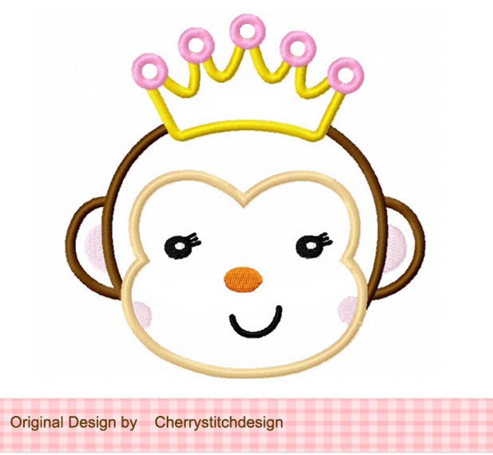 Princess Monkey Girl Machine Embroidery Applique Design | Etsy