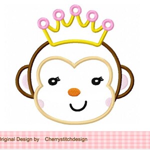 Princess Monkey Girl Machine Embroidery Applique Design - Etsy