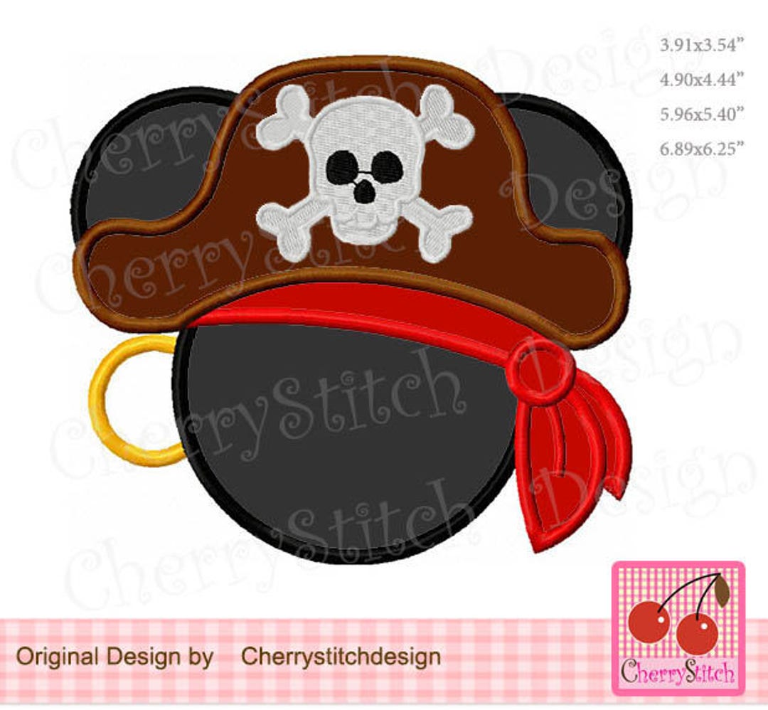 Pirate Mickey Machine Embroidery Applique Design MM0101 - Etsy