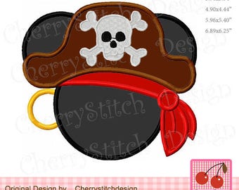 Pirate Mickey Machine Embroidery Applique Design Digital Download - Etsy