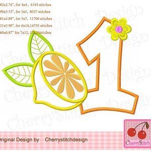 Lemon Number 1 Birthday Machine Embroidery Applique Design BIR0348 - Etsy