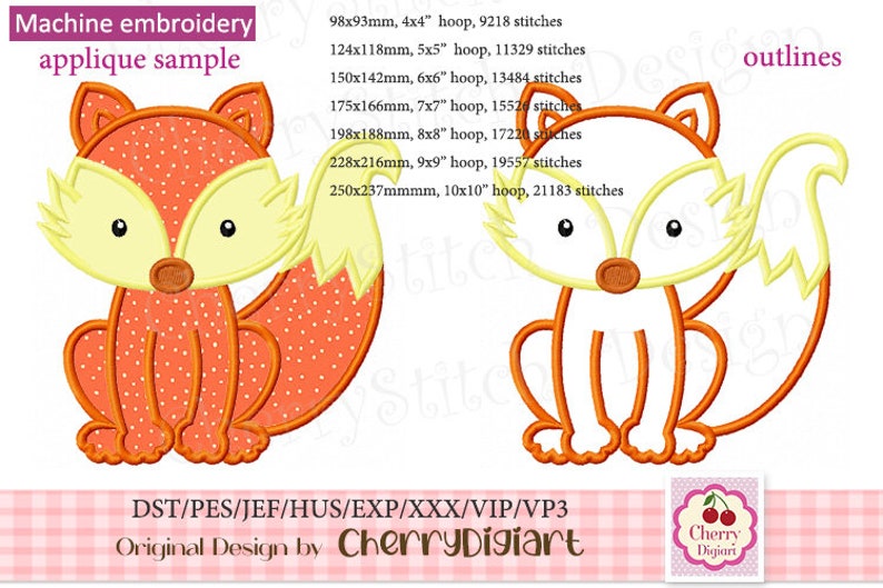 Whimsical Fox Baby for Kids - Embroidery Applique Design - Etsy