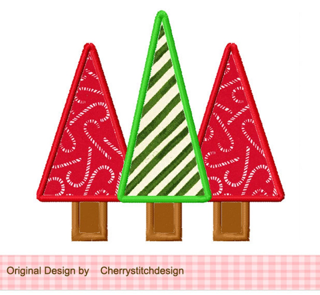 Christmas Trees Machine Embroidery Applique Design - Etsy