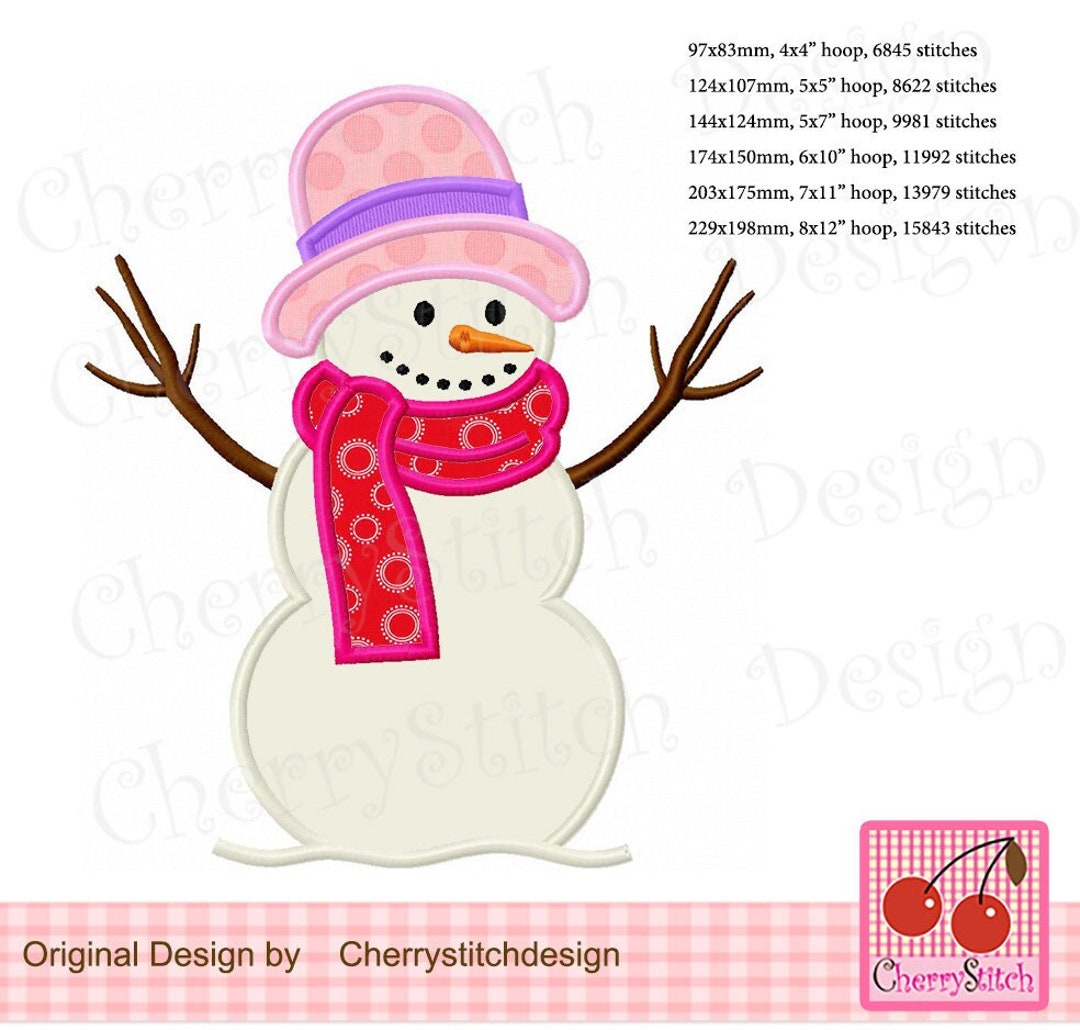 Snowman Snow Lady Machine Embroidery Applique - Etsy