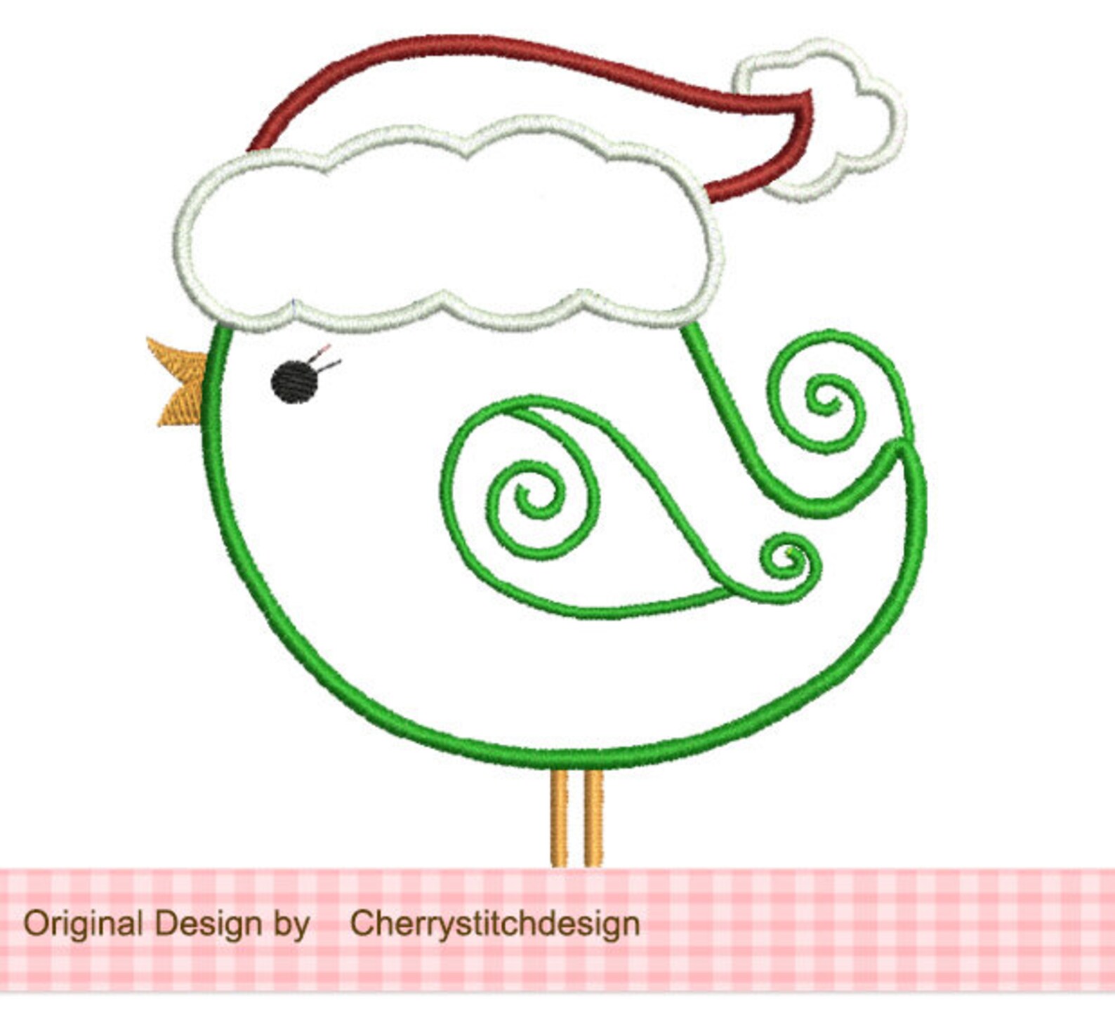 Christmas Bird Santa Hat Bird Machine Embroidery Applique Design - Etsy