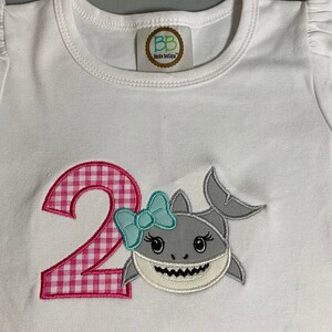 Shark Applique, Shark Number 2 Birthday Machine Embroidery Applique ...