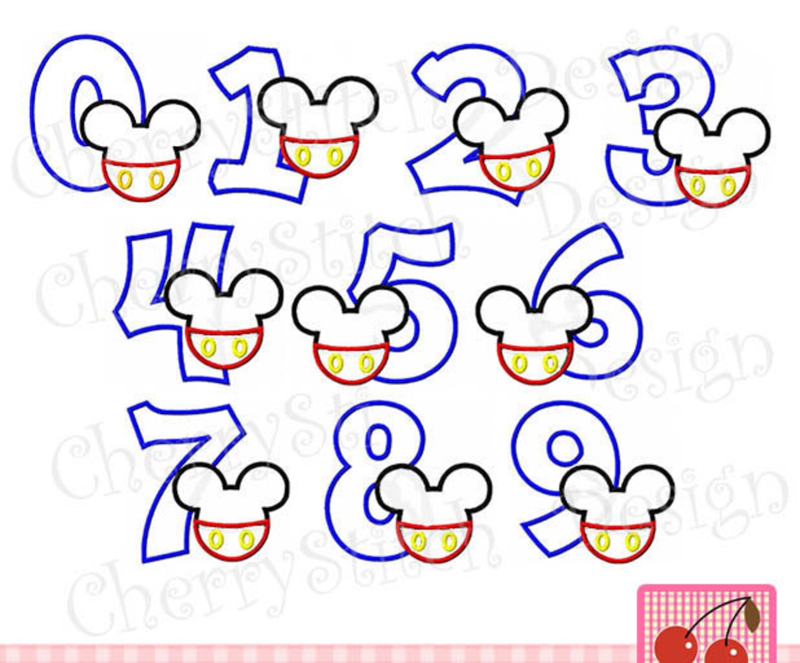 Mickey Numbers Birthday Numbers 0-9 Embroidery Applique 4x4 | Etsy