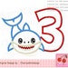 Shark Applique, Shark Number 3, Birthday Number 3 Machine Embroidery ...