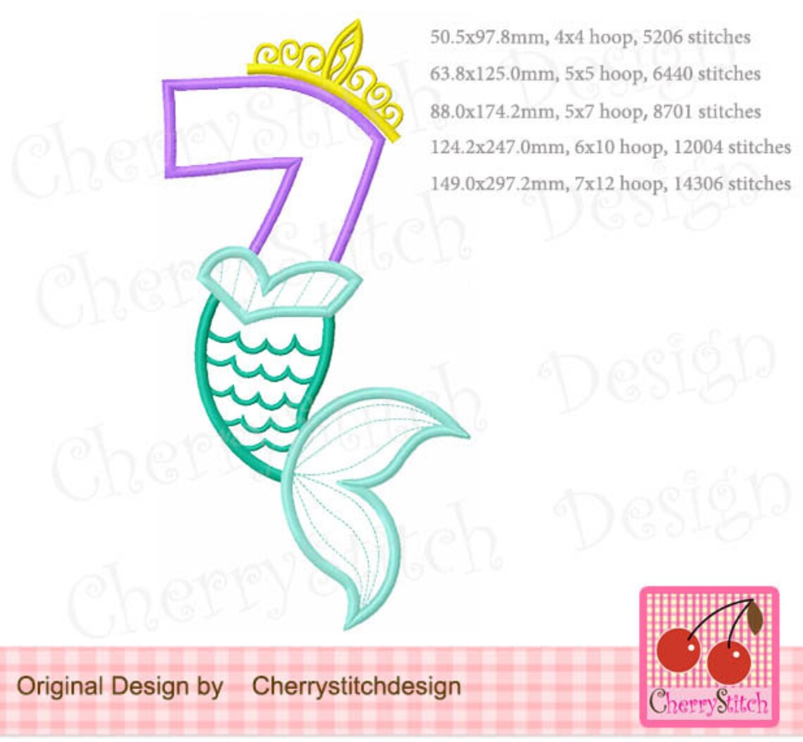 Mermaid Tail Number 7 Mermaid Number 7, Birthday Princess Machine ...