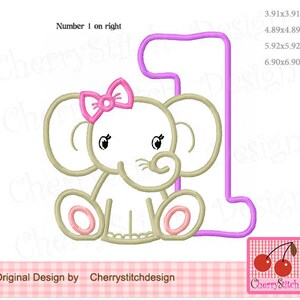 Elephant Number 1 Birthday Machine Embroidery Applique BIR0014 - Etsy
