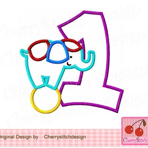 Elephant Number 1 Circus Elephant Machine Embroidery Applique - Etsy