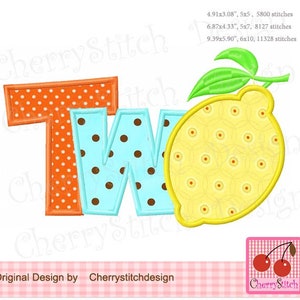 Lemon Two, Birthday Two Machine Embroidery Applique Design - Etsy