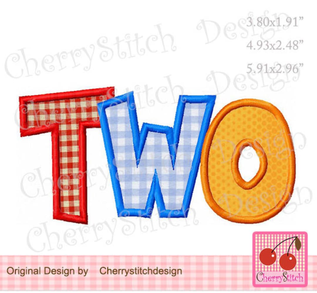 Birthday Number Two Applique - Machine Embroidery Design - Etsy