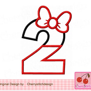 Minnie Number 2 Machine Embroidery Applique - Etsy