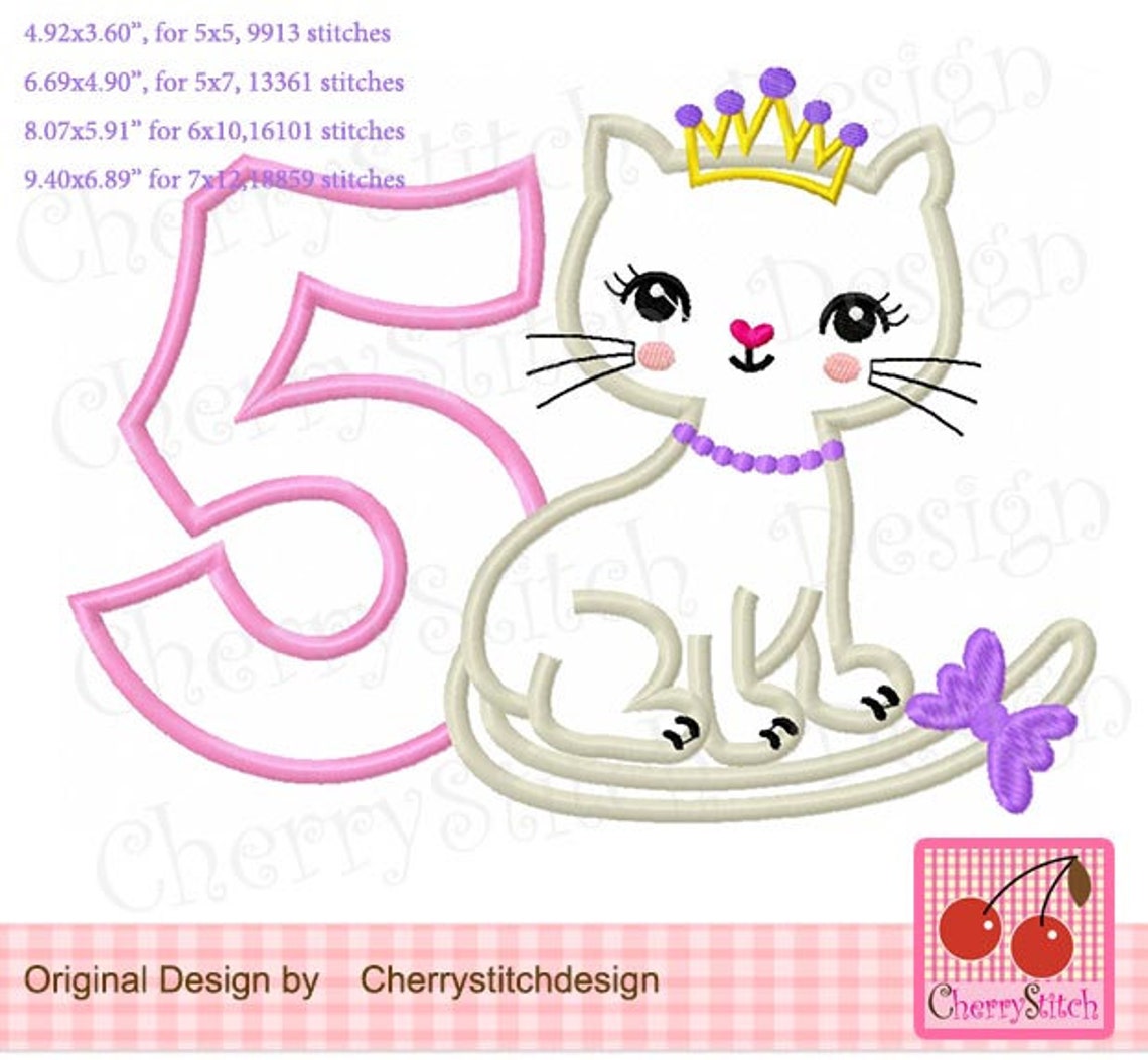 Kitty Number 5 Princess Kitty Cat Birthday Number 5 Machine | Etsy