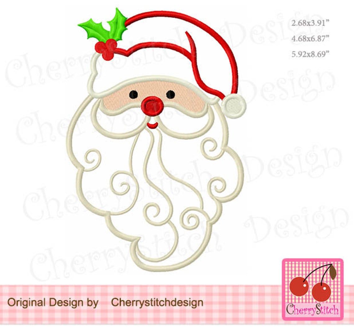Christmas Santa Claus Face Machine Embroidery Applique Design - Etsy
