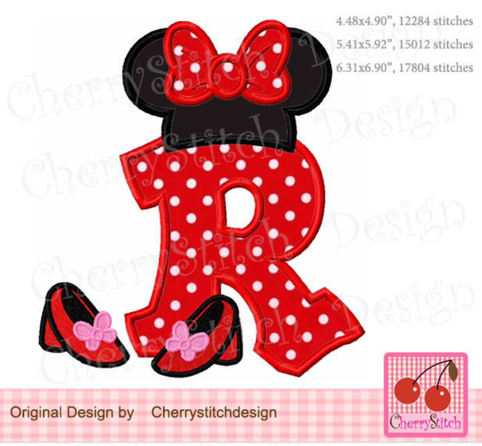 Monogram R Minnie Letter R Upper Case Machine Embroidery - Etsy