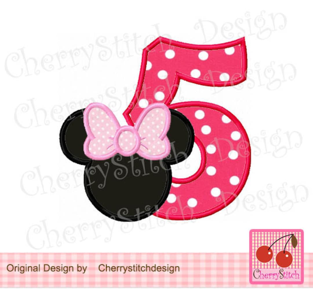 Minnie Number 5 Birthday Machine embroidery applique - Etsy México