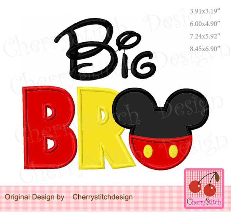 Big BRO Mickey Brother Machine Embroidery Design - Etsy