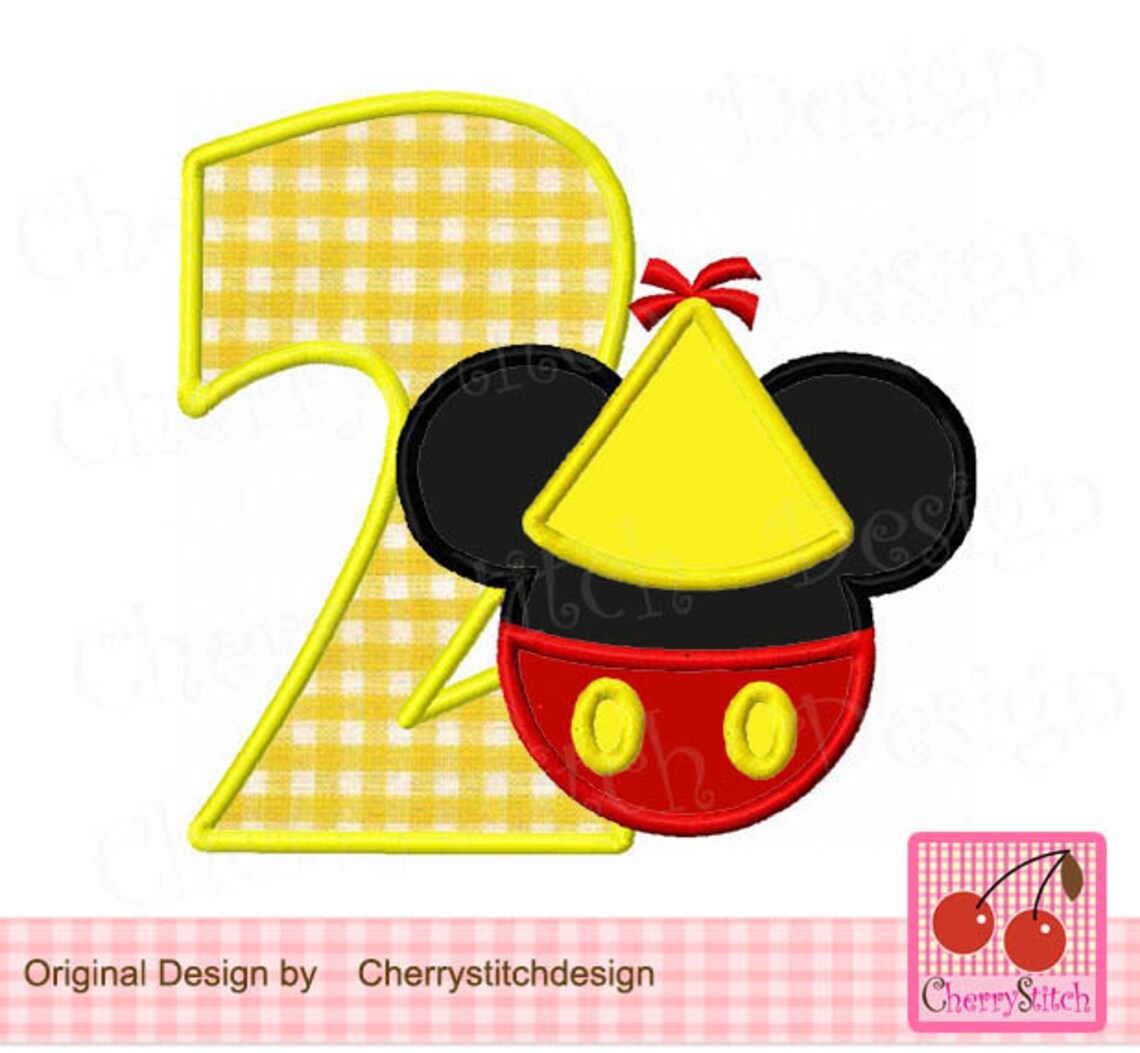 Mickey Number 2 Birthday Embroidery Applique - Etsy