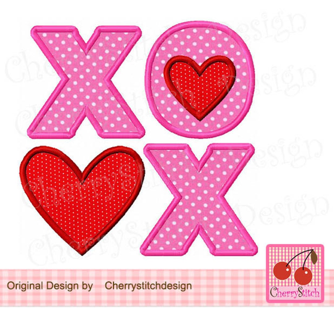 XOXO With Hearts, Valentine's Day XOXO Machine Embroidery Applique - Etsy