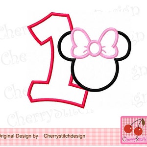 Minnie Number 1 Birthday Number Machine Embroidery Applique Design - Etsy