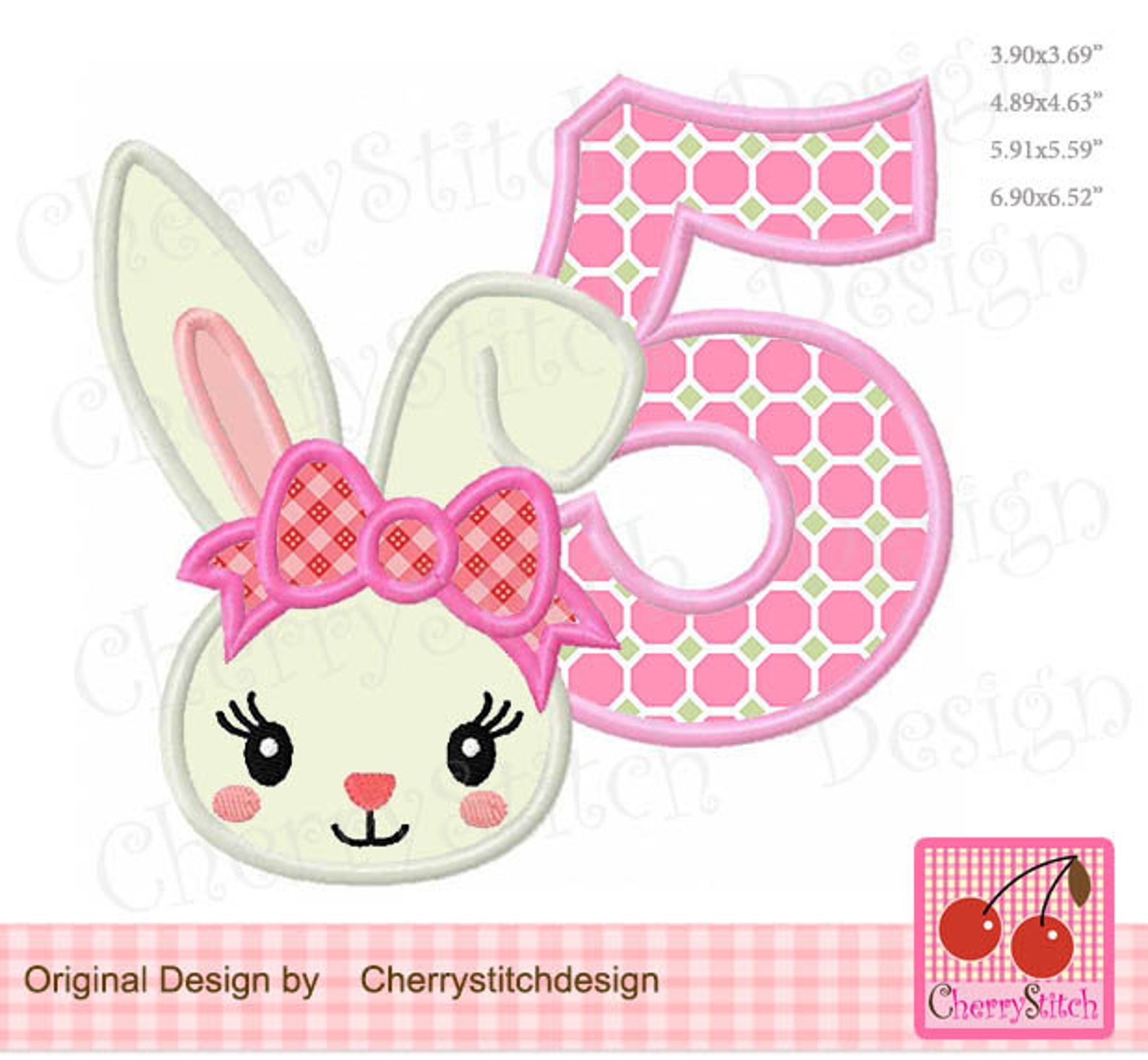 Easter Bunny With Number 5 My 5th Birthday Applique Machine | Etsy