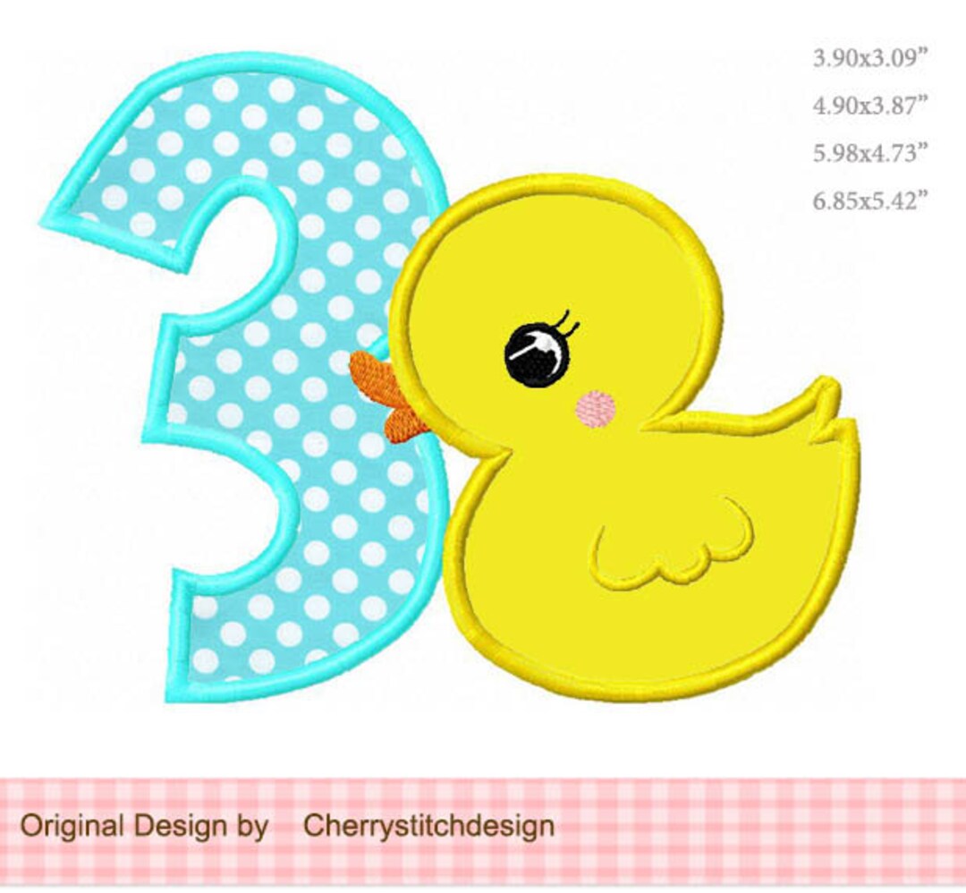 Duck Number 3 Birthday Machine Embroidery Applique Design BIR0146 - Etsy
