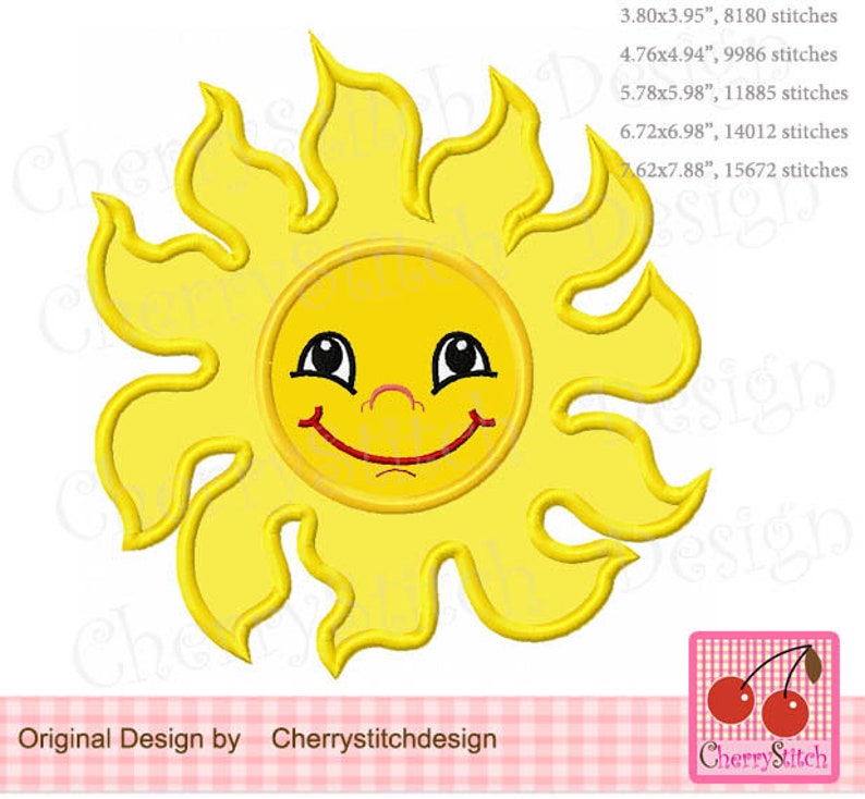 Sunshine Embroidery Sun Applique Summer Machine Embroidery | Etsy