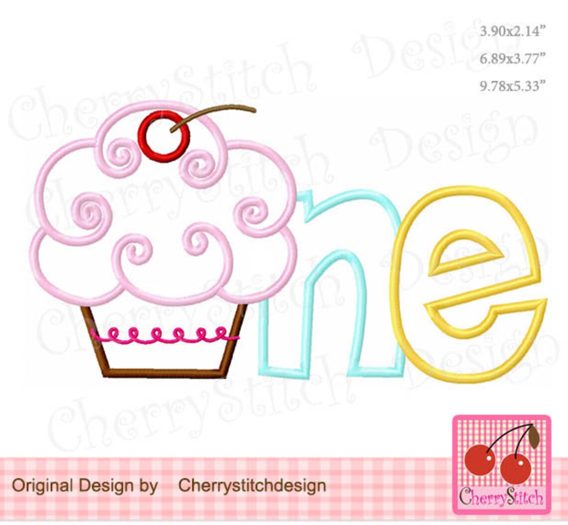 Embroidery Design ONE Cupcake ONE Birthday One With Cupcake | Etsy