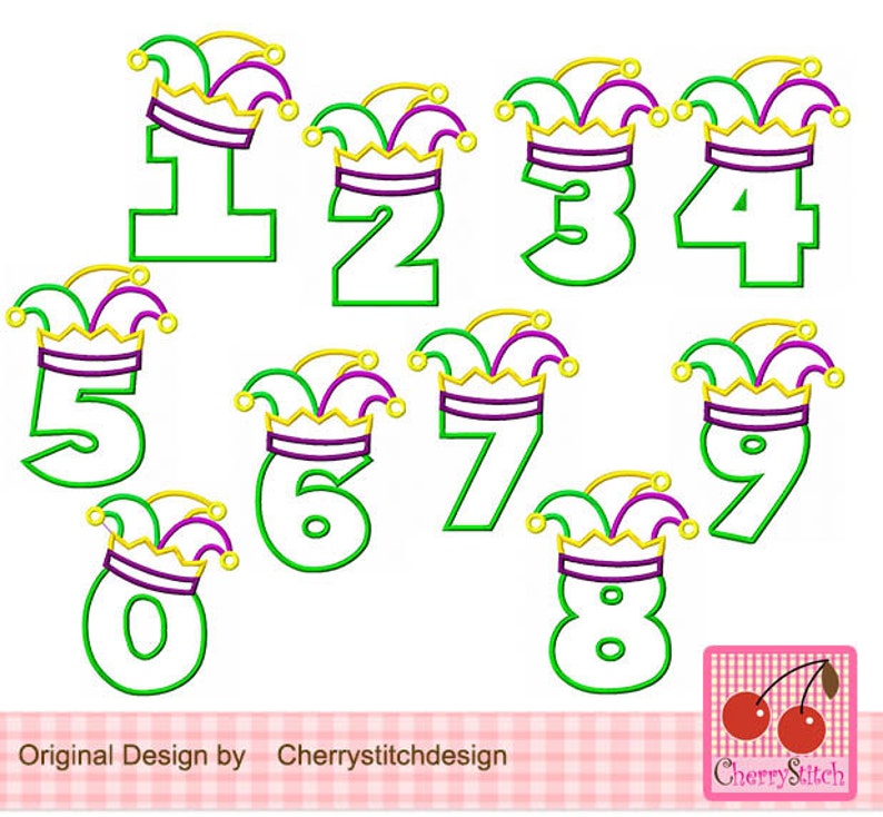 Mardi Gras Numbers 0 through 9 Jester hat Numbers 0-9 My 1st | Etsy