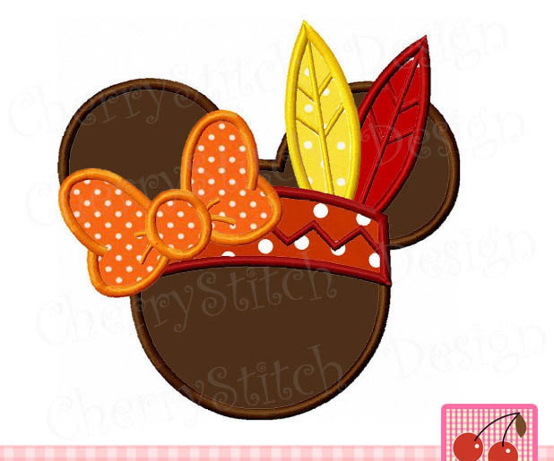 Thanksgiving Minnie,pilgrim Minnie Machine Embroidery Applique Design ...