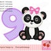 Panda Number 9 Birthday Number 9 Machine Embroidery Applique - Etsy