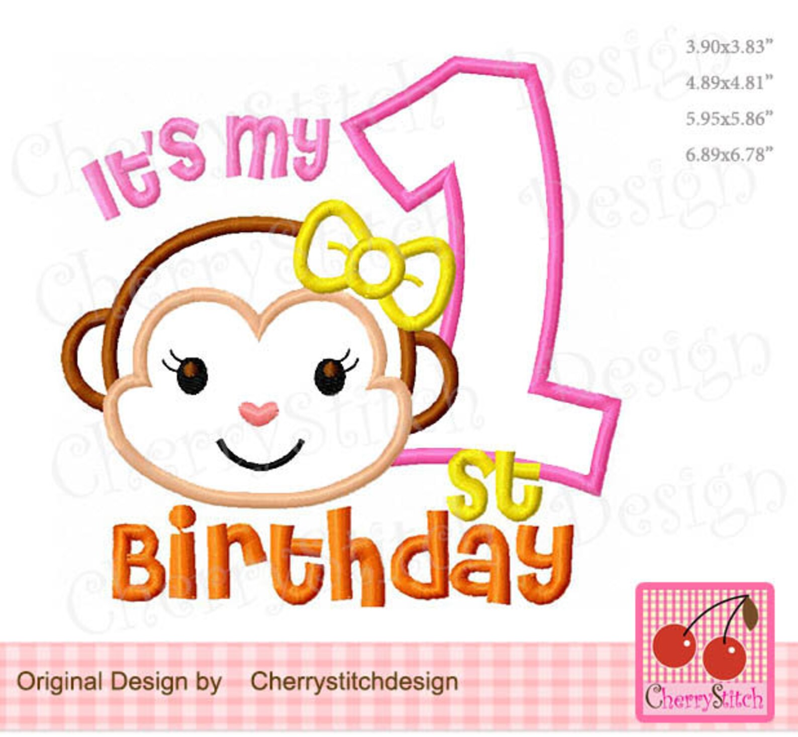 It's My 1st Birthday Monkey Number 1 Machine Embroidery - Etsy