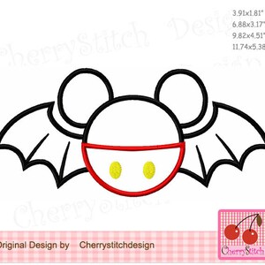 Halloween Bat Mouse Bat Mickey Machine Embroidery Applique Design ...