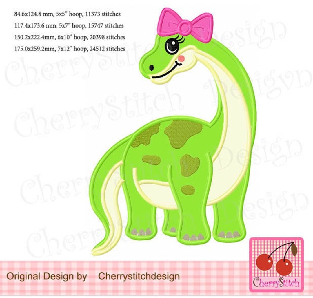 Dinosaur Applique Brontosaurus Animal Machine Embroidery Applique AN128 ...